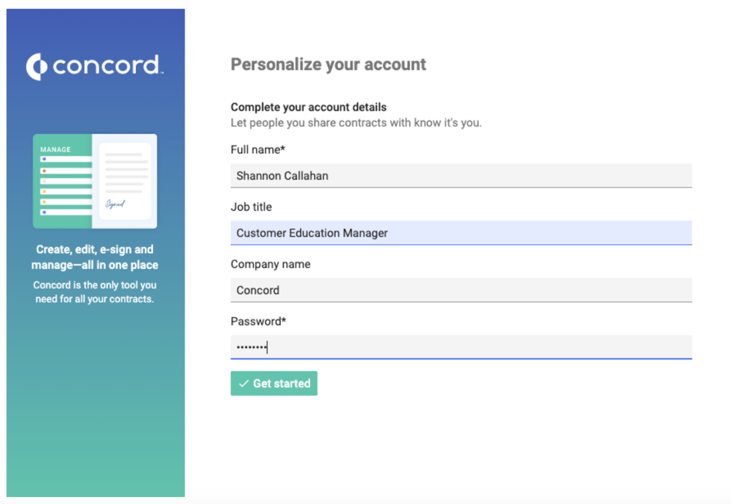 Create Your Concord Account