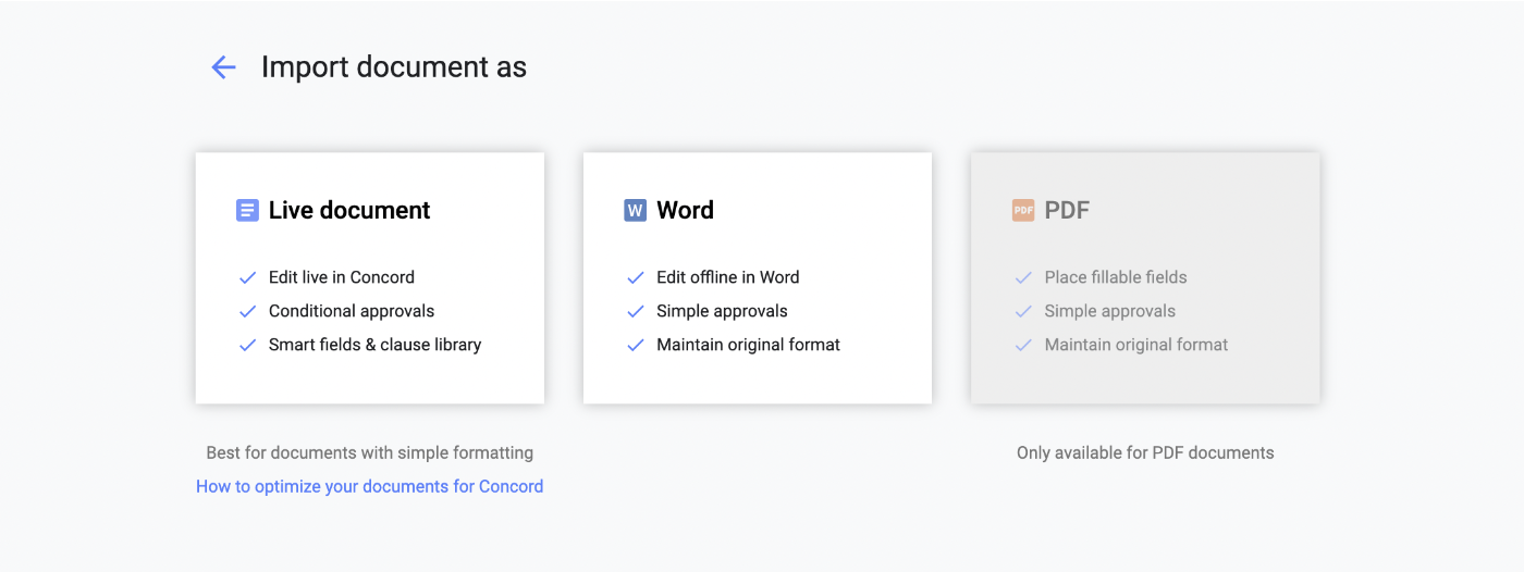 Choosing Word Mode or Live Mode when importing Word files